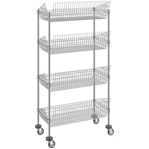Regency 18" x 36" NSF Chrome 4 Post Basket Kit with 64" Posts and Casters