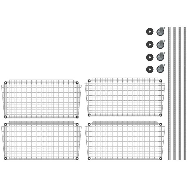 Regency 18" x 36" NSF Chrome 4 Post Basket Kit with 64" Posts and Casters
