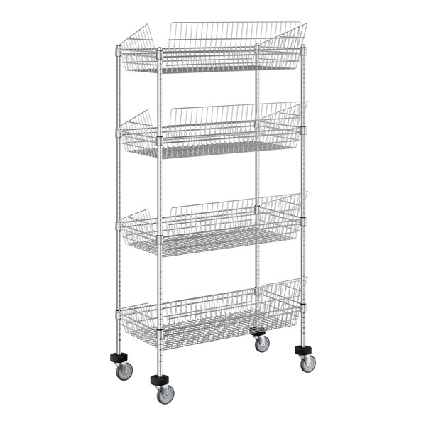 Regency 18" x 36" NSF Chrome 4 Post Basket Kit with 64" Posts and Casters