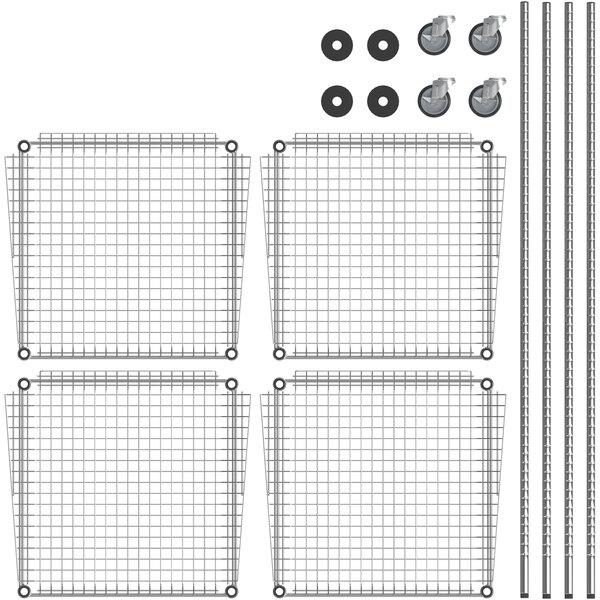 Regency 24" x 24" NSF Chrome 4 Post Basket Kit with 64" Posts and Casters