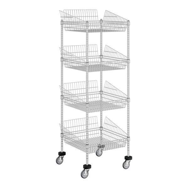 Regency 24" x 36" NSF Chrome 4 Post Basket Kit with 64" Posts and Casters