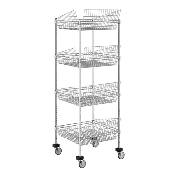 Regency 24" x 24" NSF Chrome 4 Post Basket Kit with 64" Posts and Casters