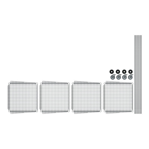 Regency 24" x 36" NSF Chrome 4 Post Basket Kit with 64" Posts and Casters