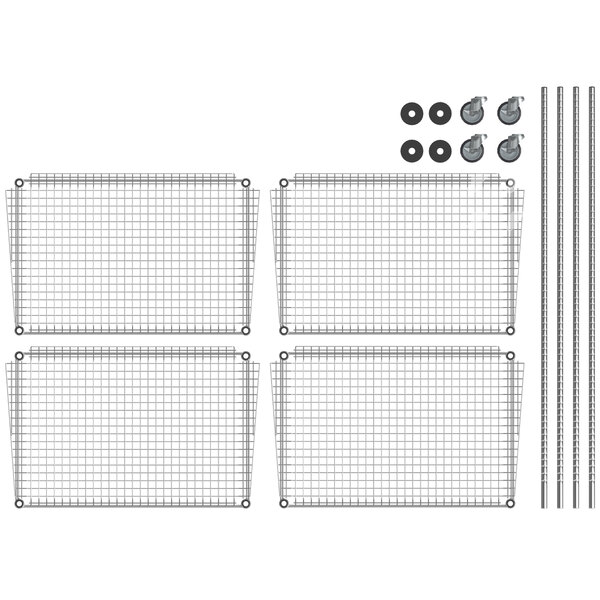 Regency 24" x 36" NSF Chrome 4 Post Basket Kit with 64" Posts and Casters