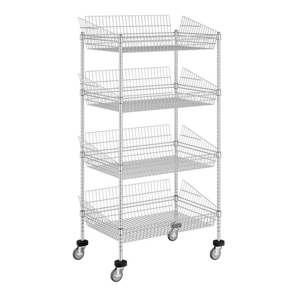 Regency 24" x 36" NSF Chrome 4 Post Basket Kit with 64" Posts and Casters