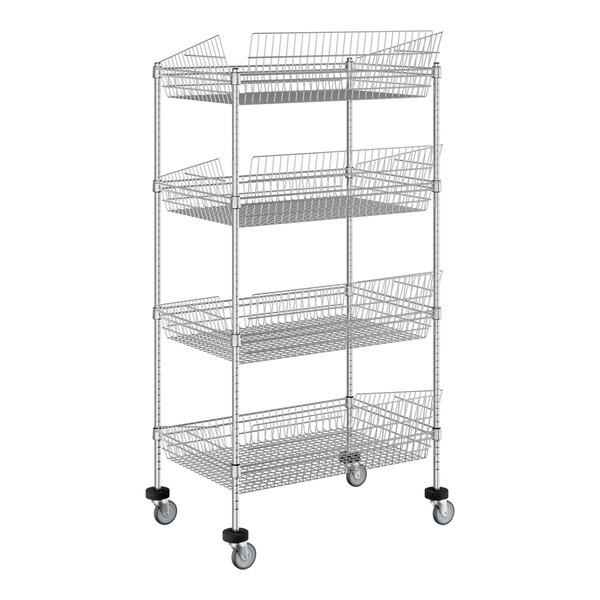 Regency 24" x 36" NSF Chrome 4 Post Basket Kit with 64" Posts and Casters
