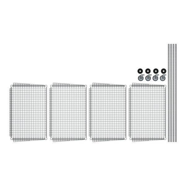 Regency 24" x 36" NSF Chrome 4 Post Basket Kit with 64" Posts and Casters