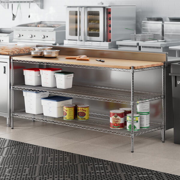 Regency 24" x 72" x 34" Chrome 3-Shelf Kit with Removable Wooden Shelf