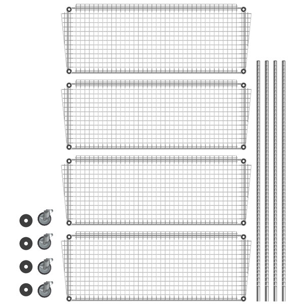 Regency 18" x 48" NSF Chrome 4 Post Basket Kit with 64" Posts and Casters
