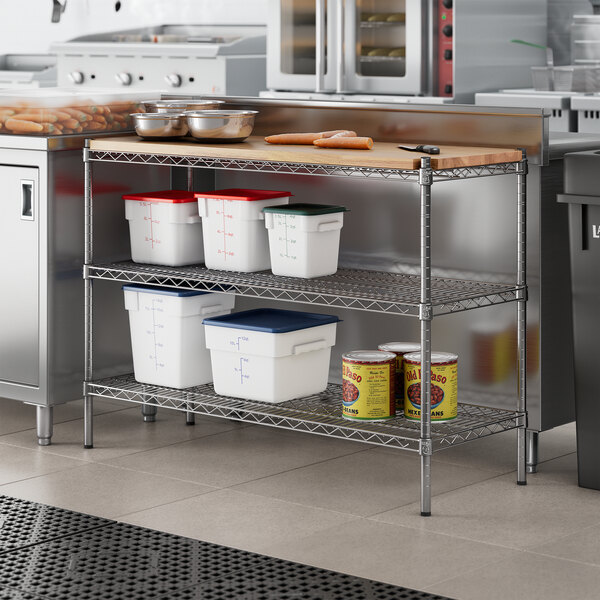 Regency 18" x 48" x 34" Chrome 3-Shelf Kit with Removable Wooden Shelf