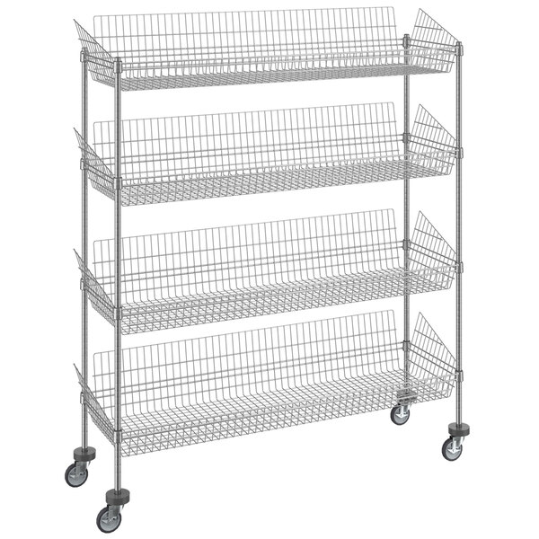 Regency 18" x 60" NSF Chrome 4 Post Basket Kit with 64" Posts and Casters