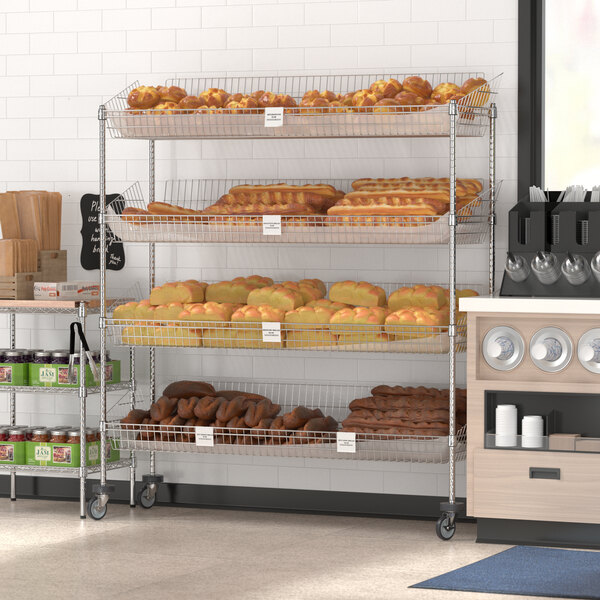 Regency 18" x 60" NSF Chrome 4 Post Basket Kit with 64" Posts and Casters