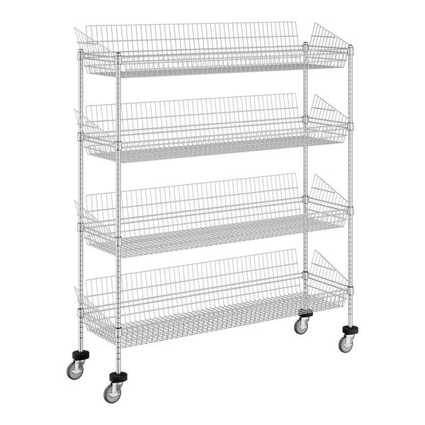 Regency 18" x 60" NSF Chrome 4 Post Basket Kit with 64" Posts and Casters