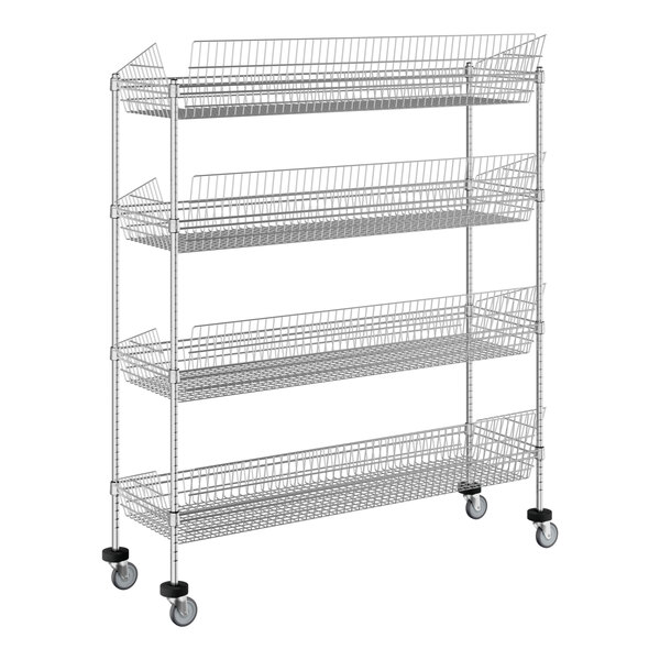 Regency 18" x 60" NSF Chrome 4 Post Basket Kit with 64" Posts and Casters