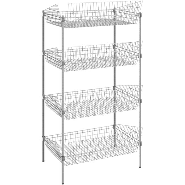 Regency 24" x 36" x 64" NSF Chrome Stationary 4 Basket Storage Display ...