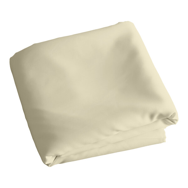 Intedge 120" Round Ivory Seamed 100% Polyester Hemmed Cloth Table Cover