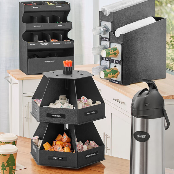 KleanTake by ServSense Black Countertop Slim Cup Dispenser Cabinet with ...