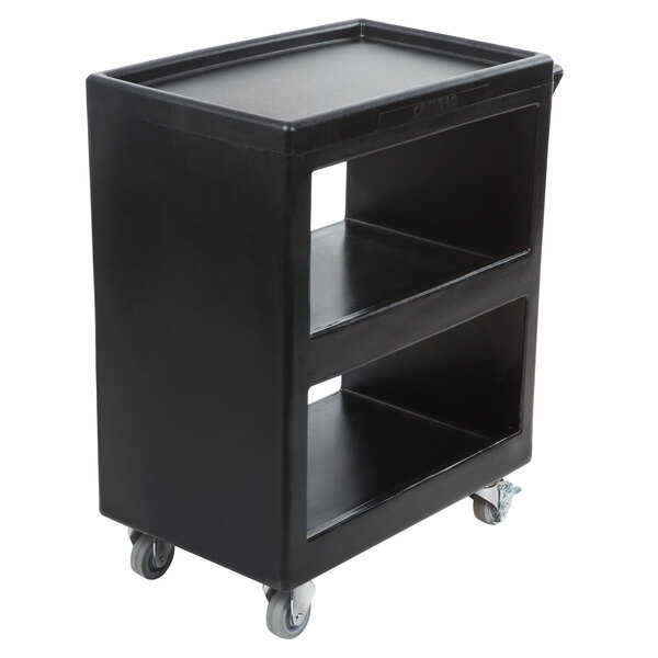 Cambro BC225110 Black Three Shelf Service Cart - 28" x 16" x 32 1/4"