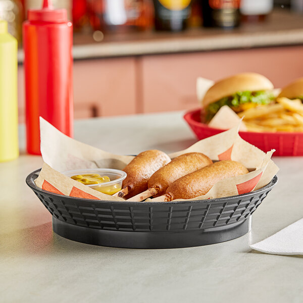 Tablecraft 15759BK 9" Black Plastic Diner Platter / Fast Food Basket ...