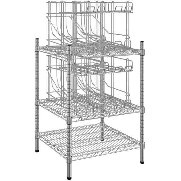 Regency 24" x 24" Chrome Wire Shelf Kit with 4 Can Racks and 34" Posts