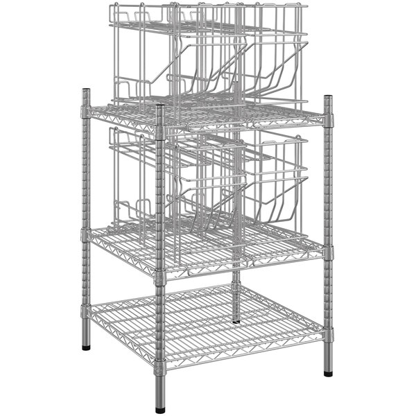 Regency 24" x 24" Chrome Wire Shelf Kit with 4 Can Racks and 34" Posts