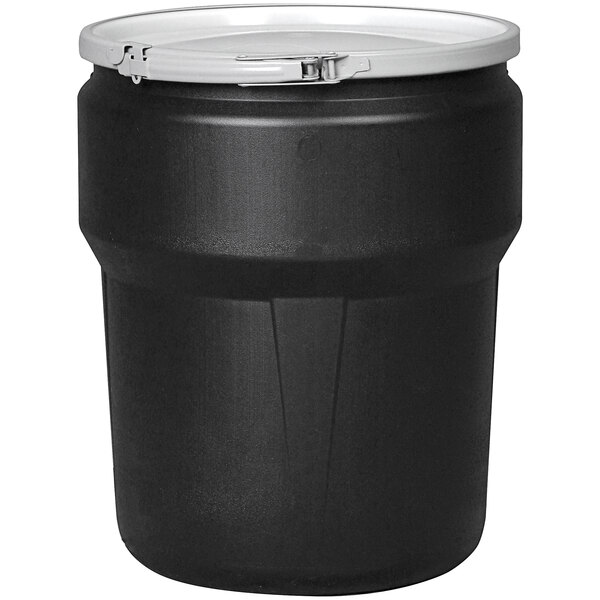 Eagle Manufacturing 1609MBLK 10 Gallon Black Plastic Barrel Drum with ...
