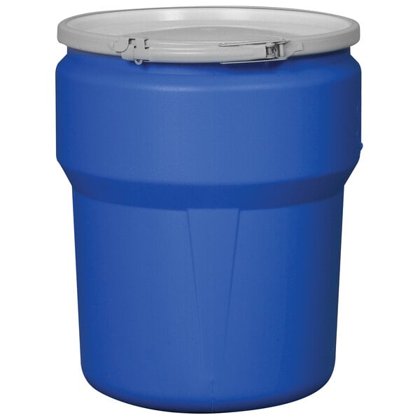 Eagle Manufacturing 1609MB 10 Gallon Blue Plastic Barrel Drum with ...