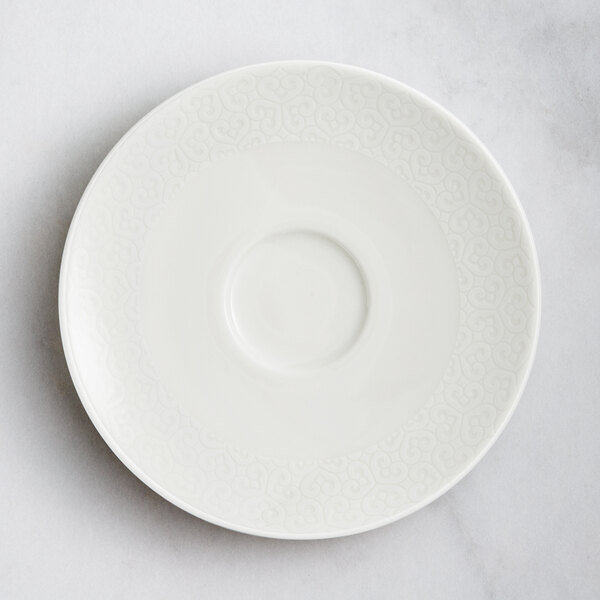 RAK Porcelain Choice 5 7/8" Ivory Embossed Wide Rim Porcelain Flat ...