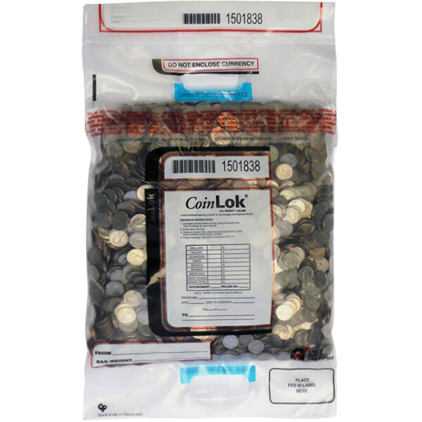 Controltek USA 585097 CoinLok Clear 14 1/2" x 25" Tamper-Evident Coin ...