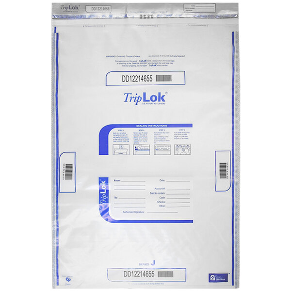 Controltek USA 585067 TripLok Clear 22" x 33" Tamper-Evident Cash ...