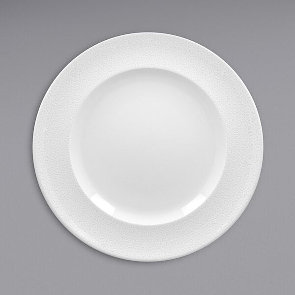 RAK Porcelain Choice 13" Ivory Embossed Wide Rim Porcelain Flat Plate ...