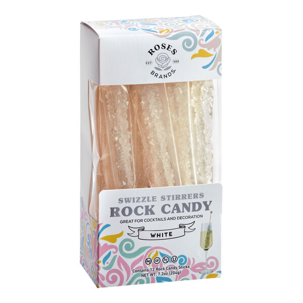 Roses Dryden and Palmer White Wrapped Rock Candy Swizzle Stick 12-Count ...