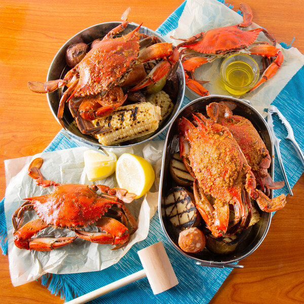 Chesapeake Crab Connection Medium/Large 5 1/2" - 6 1/2" Extra Seasoned Steamed Blue Crab - 1 Bushel