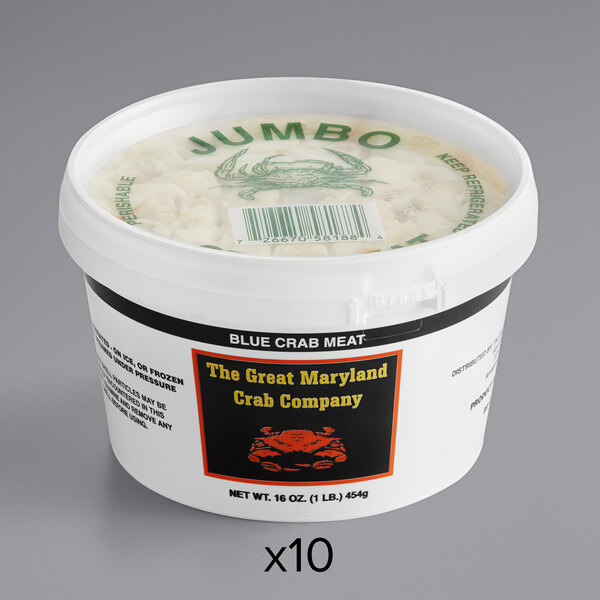 Chesapeake Crab Connection Fresh Jumbo Lump Blue Crab Meat 1 lb. - 10/Case