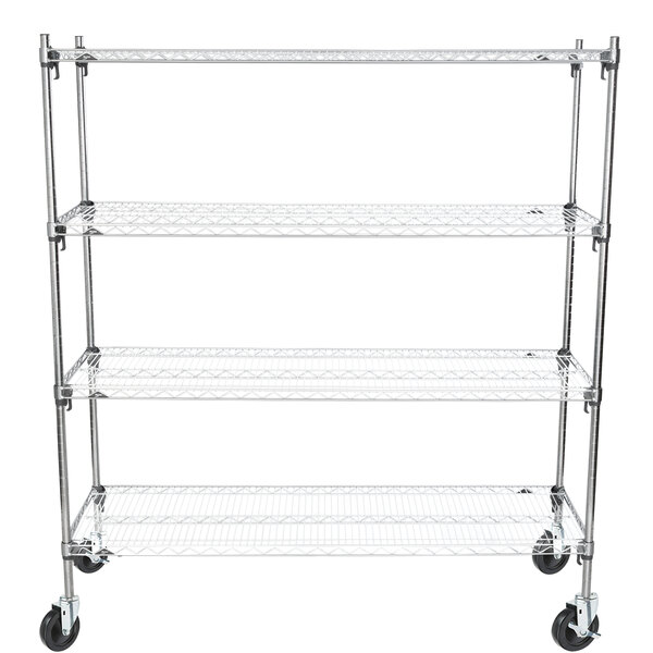 Metro A366EC Super Adjustable Chrome 4 Tier Mobile Shelving Unit with ...