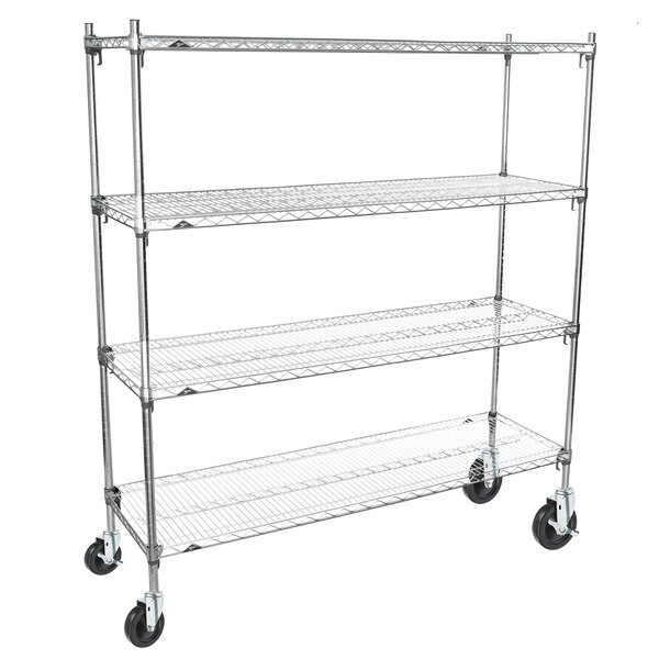 Metro A366EC Super Adjustable Chrome 4 Tier Mobile Shelving Unit with ...