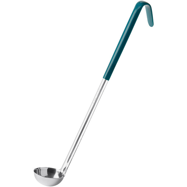 Choice 0.5 oz. One-Piece Stainless Steel Ladle with Teal Coated Handle