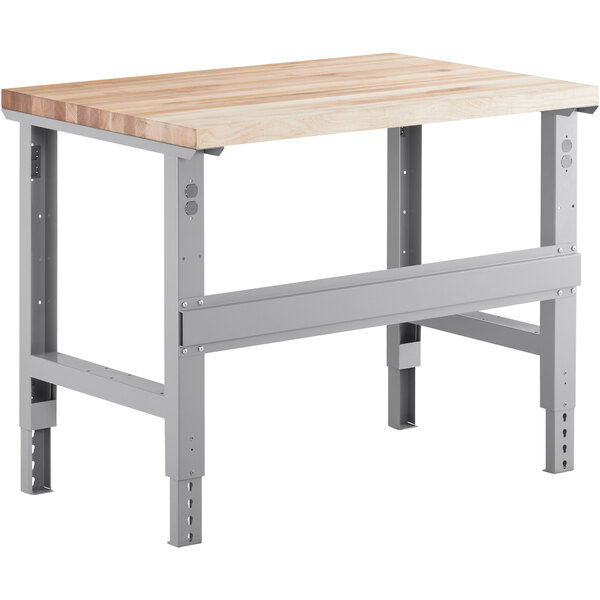 Adjustable Heavy-Duty Workbench, Maple Top Square Edge