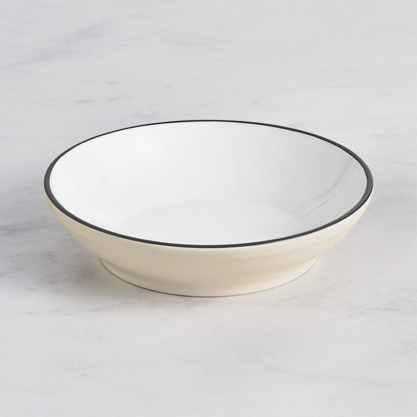 Acopa Embers 48 oz. Cream White Matte Stoneware Pasta Bowl - Sample