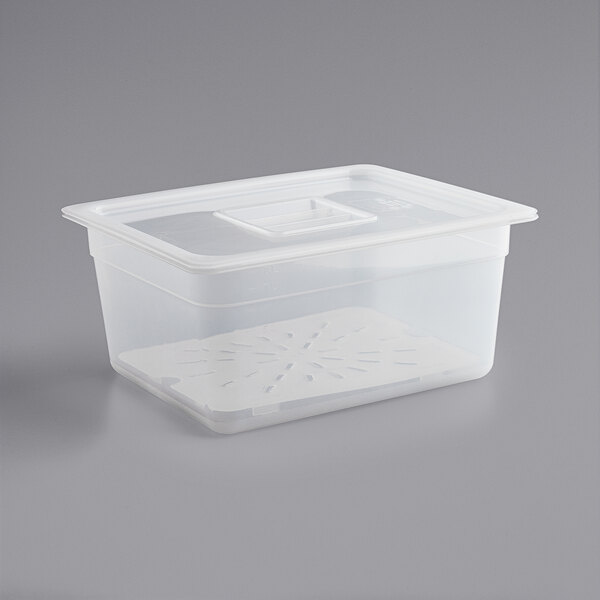 Vigor 1/2 Size 6" Deep Translucent Polypropylene Food Pan with Drain ...
