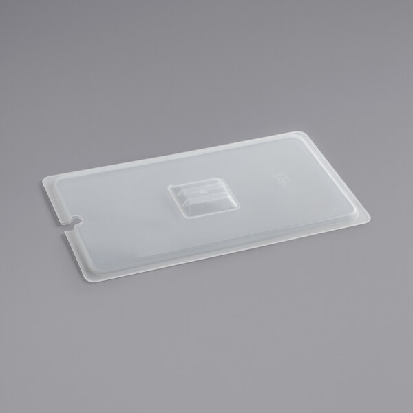 Vigor Full Size Translucent Polypropylene Handled Lid with Notch