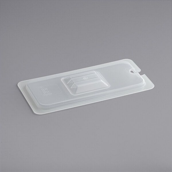 Vigor 1/3 Size Translucent Polypropylene Handled Lid with Notch