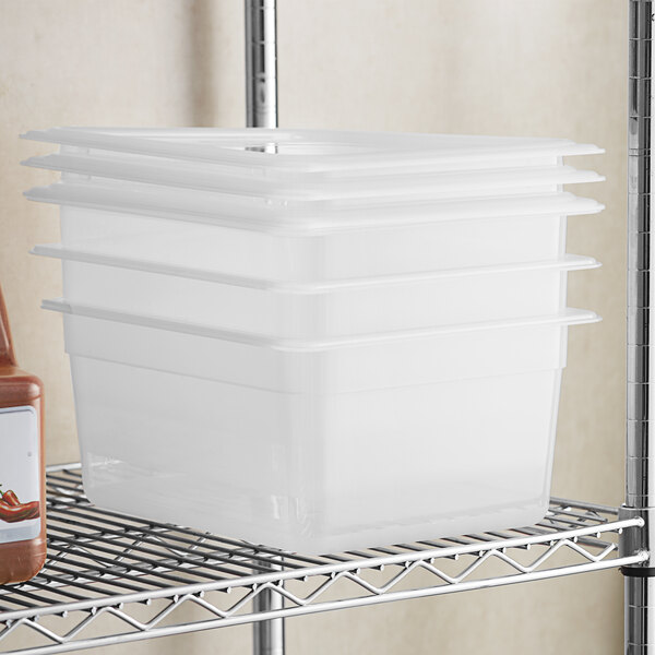 Vigor 1/2 Size 6" Deep Translucent Polypropylene Food Pan with Secure ...