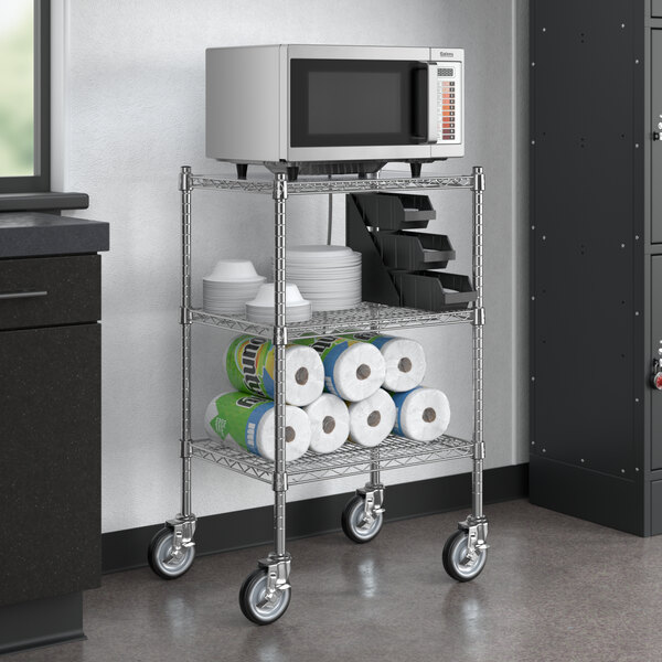 Regency 18" x 24" NSF Chrome 3-Shelf Microwave Shelving Kit with 34 ...