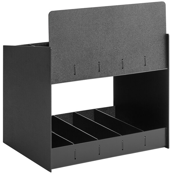 ServSense Black 10-Section Condiment Organizer with Header Decals and ...