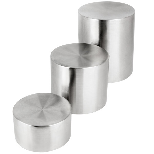 Tablecraft RR3 3 Piece Round Stainless Steel Nesting Riser Set