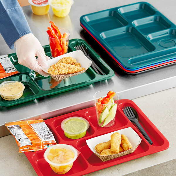Choice 10" x 14" Right Handed Heavy-Duty Melamine NSF Red 6 Compartment ...