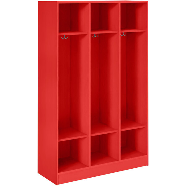 I.D. Systems 45" x 18" x 72" Tulip Red Triple Storage Locker with Two ...