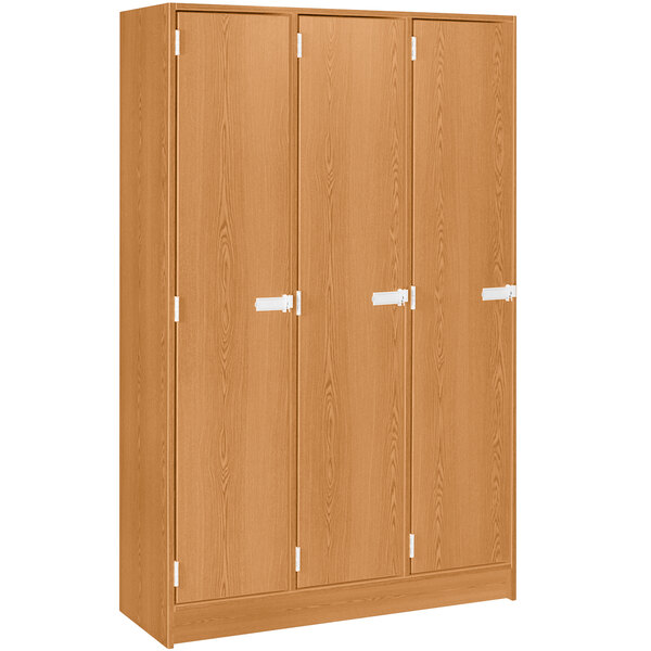 I.D. Systems 45" x 18" x 72" Light Oak Triple Door Storage Locker with ...