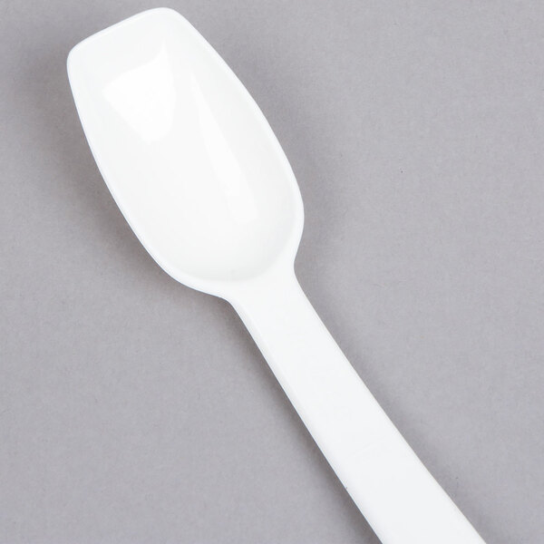 Carlisle 446002 .5 oz. White Solid Salad Bar / Buffet Spoon